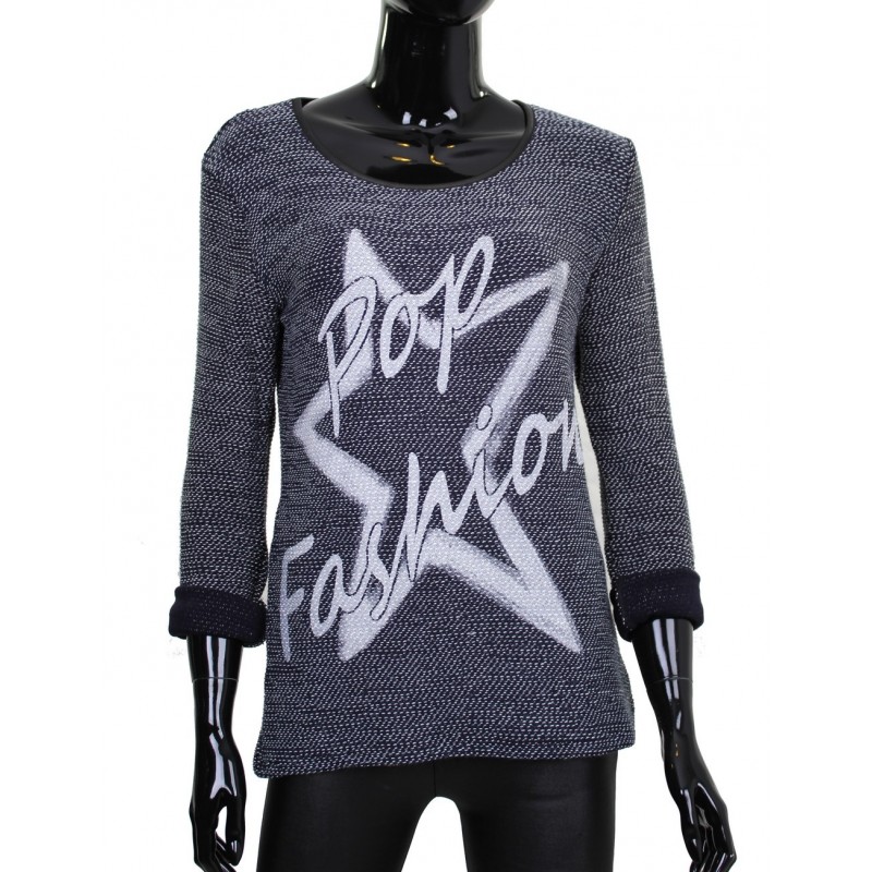 PULL FLOCAGE ETOILE 1599 - www.grossiste-pret-a-porter.com