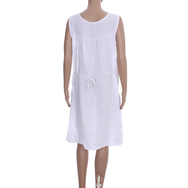 ROBE EN LIN BLANC 3081 - www.grossiste-pret-a-porter.com