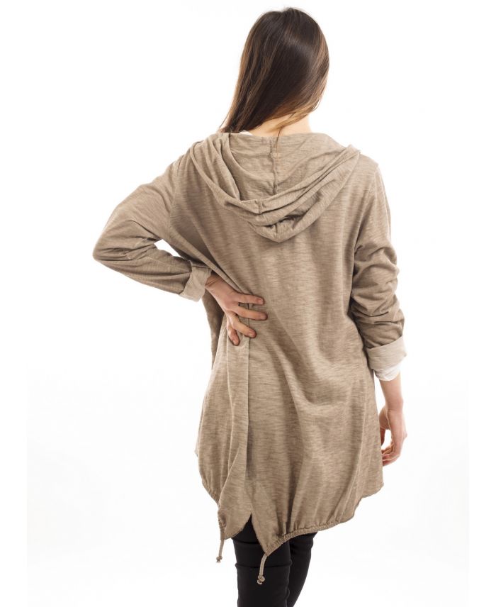 JACKET WASHED EFFECT BEIGE S7033 - www.grossiste-pret-a-porter.com